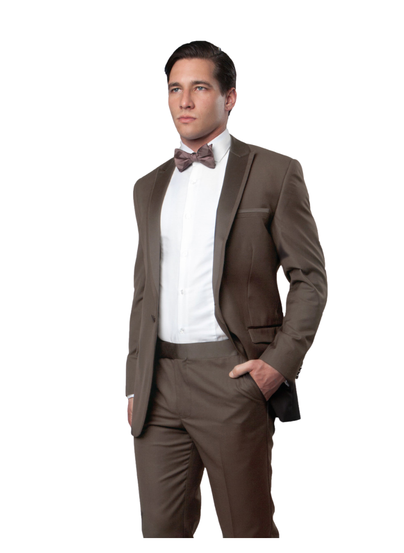 Slim One Button Peak Lapel Tuxedo with Piping and Adjustable Waist ...