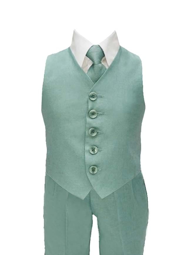 Boys Linen Vest Set 4-Piece Vest Set Pants Shirt Tie All Colors- Summer