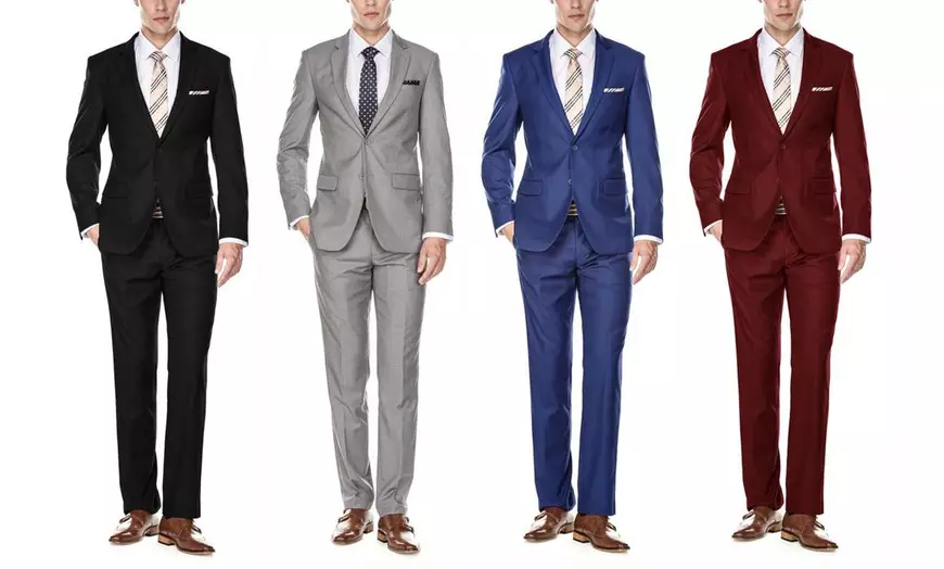 Mens Suit Two Button Notch Classic Fit 2 Piece Suit All Colors ...