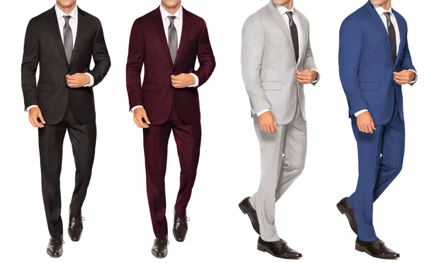 Suit Mens Two Button Notch Slim Fit 2 Piece Suit All Colors