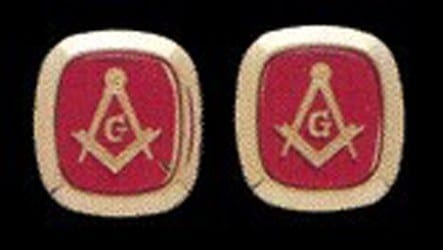 Cufflinks RED MASONIC SOFT SQUARE Cuff Links Gold - Tuxedos Online