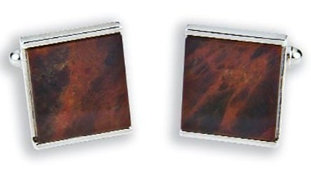 Genuine Chocolate Obsidian Stone Square Cufflinks - Tuxedos Online