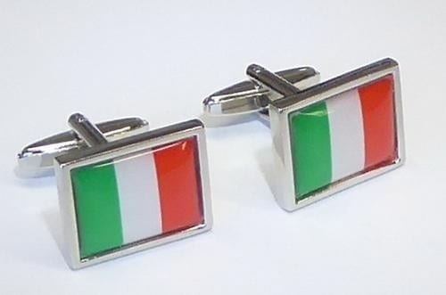 Italian Flag Cufflinks Silver Finish - Tuxedos Online